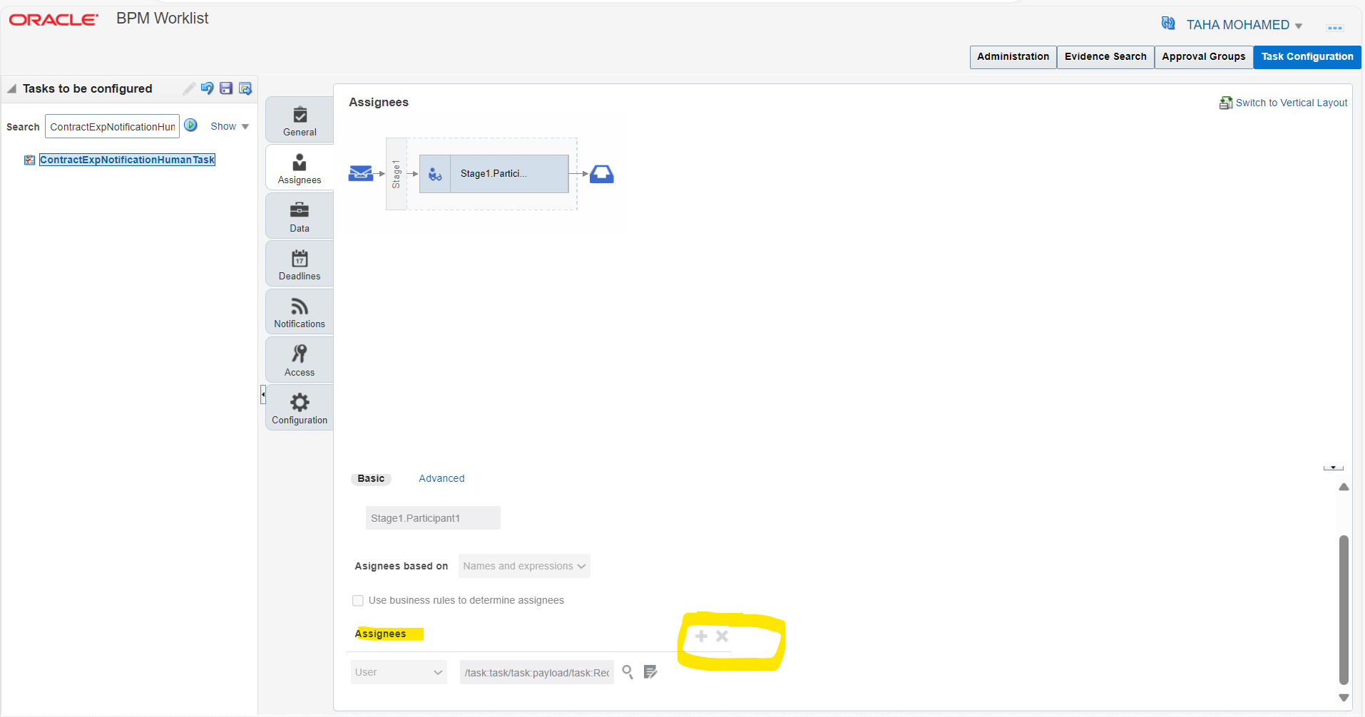 I'm Unable to add Assignee participation in BPM — Cloud Customer Connect