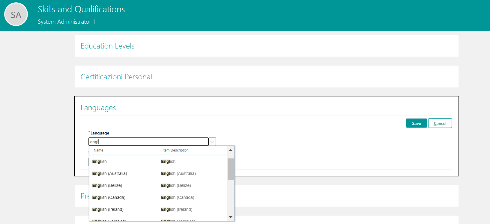 How to Modify the List of Values in the Skills and Qualifications Section? — Cloud Customer Connect