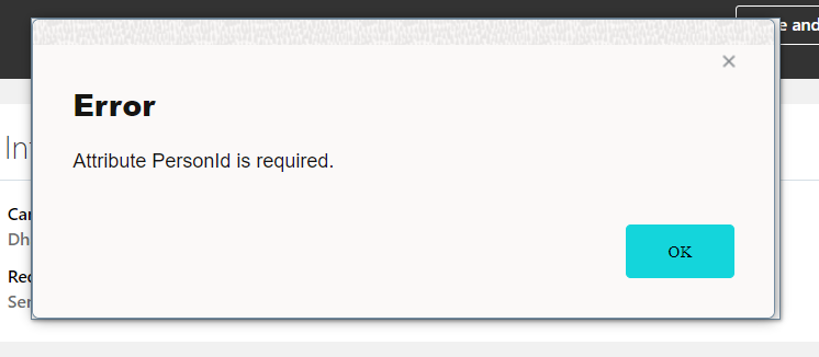 Receiving error when submitting feedback - Attribute PersonId is required. — Cloud Customer Connect