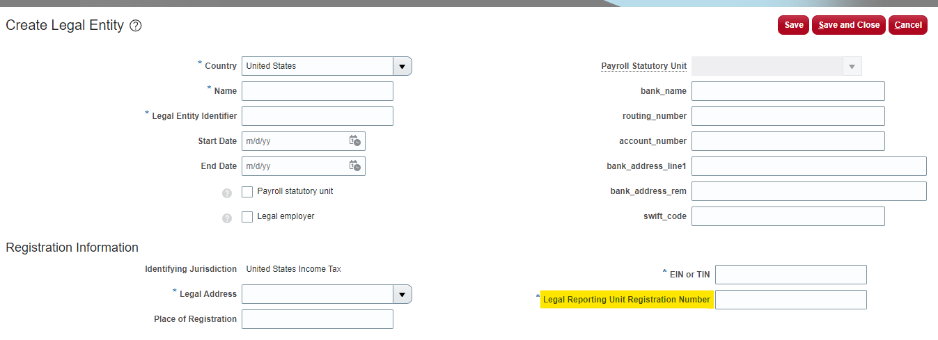 How to get "Legal Reporting Unit Registration Number" of a Legal entity ...