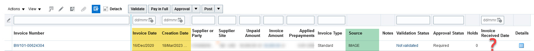 IDR - Why Invoice Received Date is Empty for a Scanned Invoice and how ...