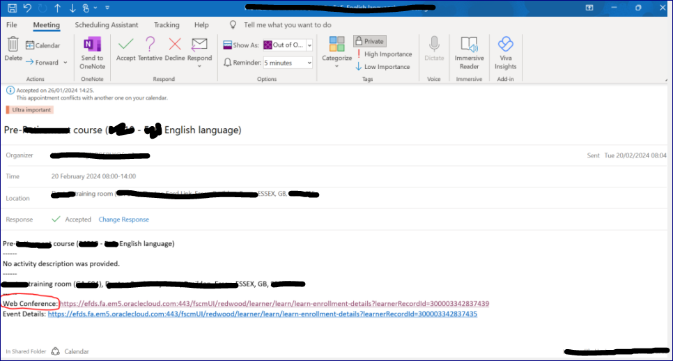 Update wording on "download invite" in Redwood — Cloud Customer Connect