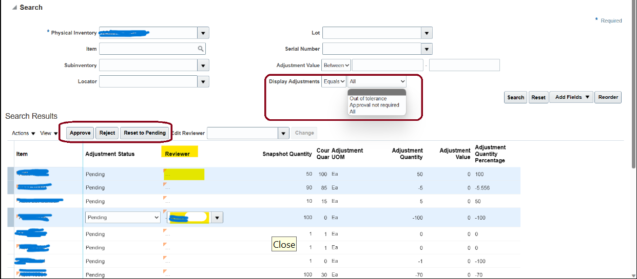 The reviewer is not displayed on the lines during the approval step of ...