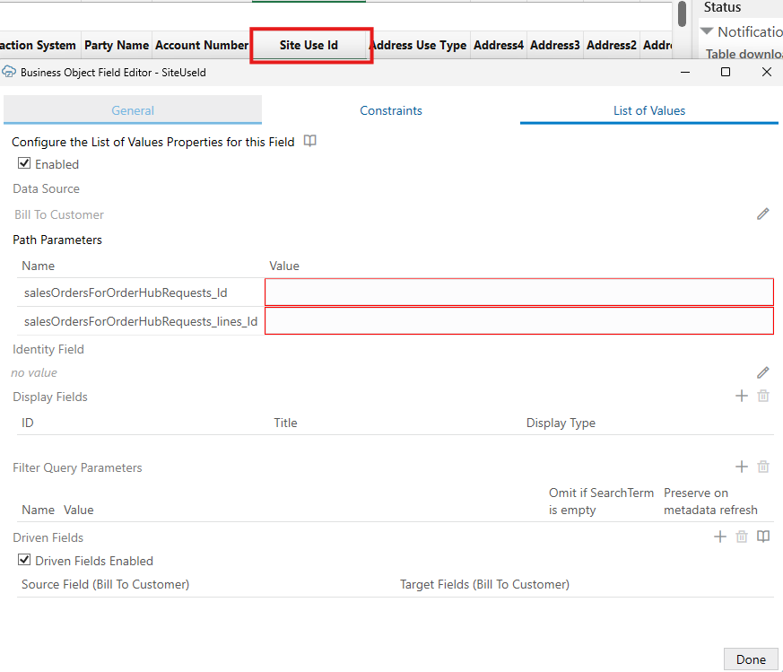 How to configure Customer Site LOV in VB Excel Addin — Cloud Customer Connect