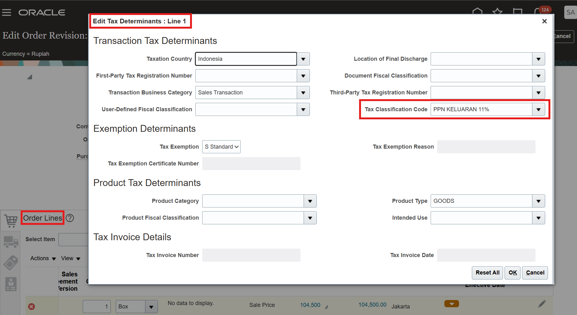 How to set default tax classification code in sales order lines — Cloud ...
