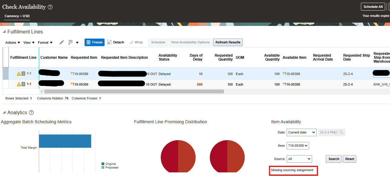 In Fulfilment line Getting message "Missing Source Assignment" in Item ...