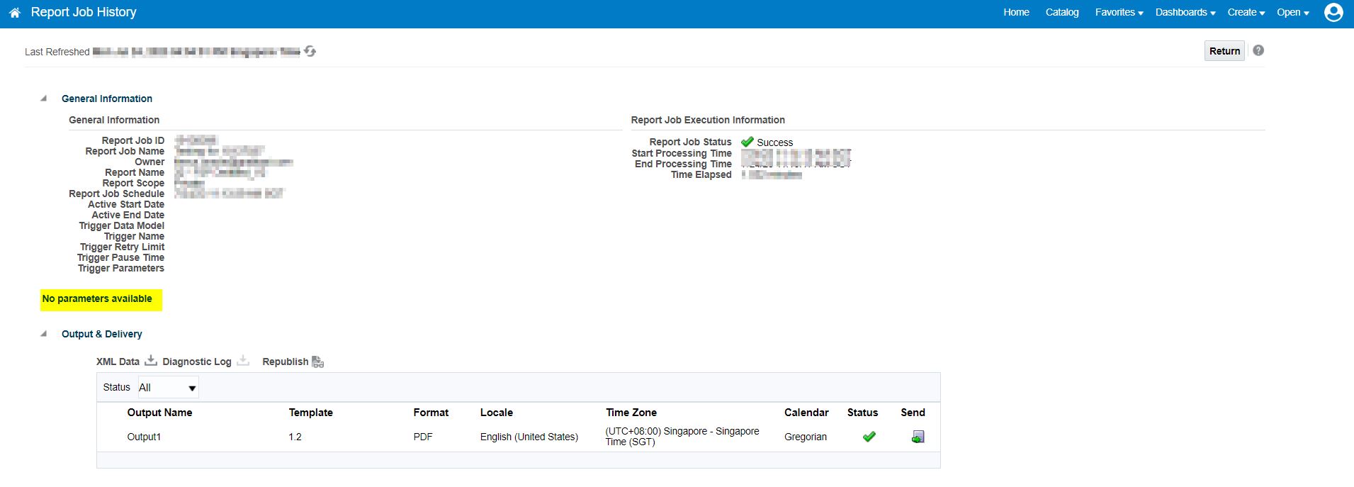 Parameters Used To Run The Bip Report Is Not Reflected In The History — Cloud Customer Connect