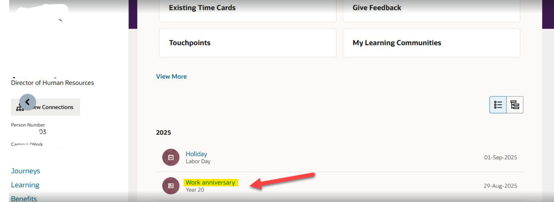 "Work Anniversary" currently shows hired date want to change it to reflect as "Seniority Date ...