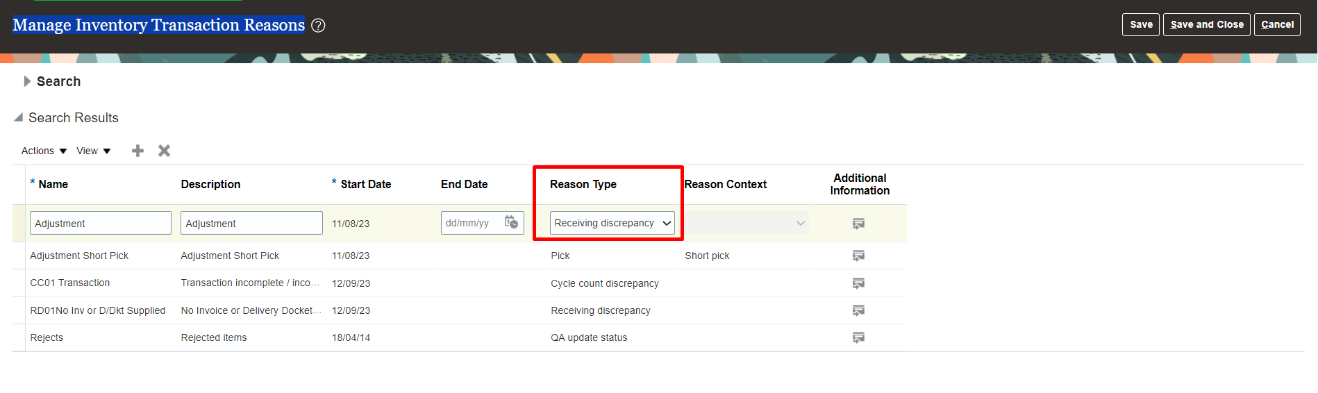 How to create reason type LOV in "Manage Inventory Transaction Reasons" page. — Cloud Customer ...