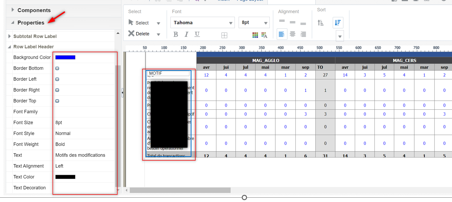 BIP Pivot Table Row Label Header Property — Cloud Customer Connect
