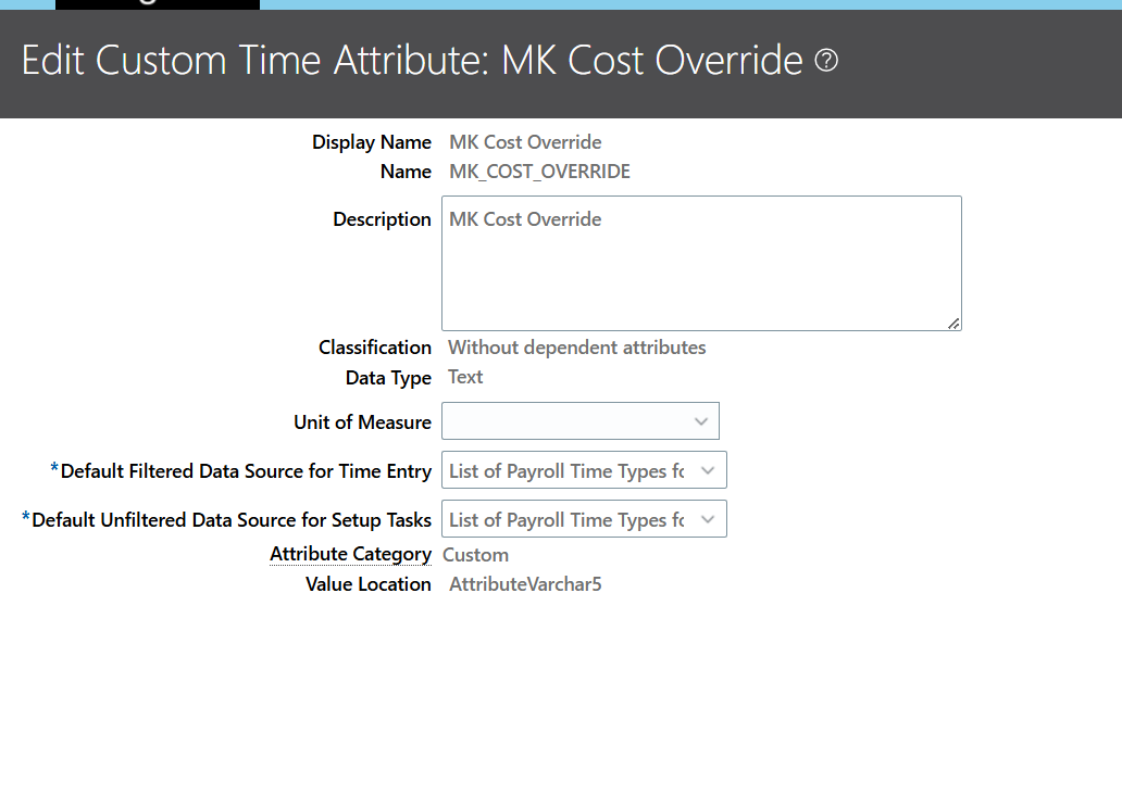 Updating Dependent time card attribute to Independent Time card field ...