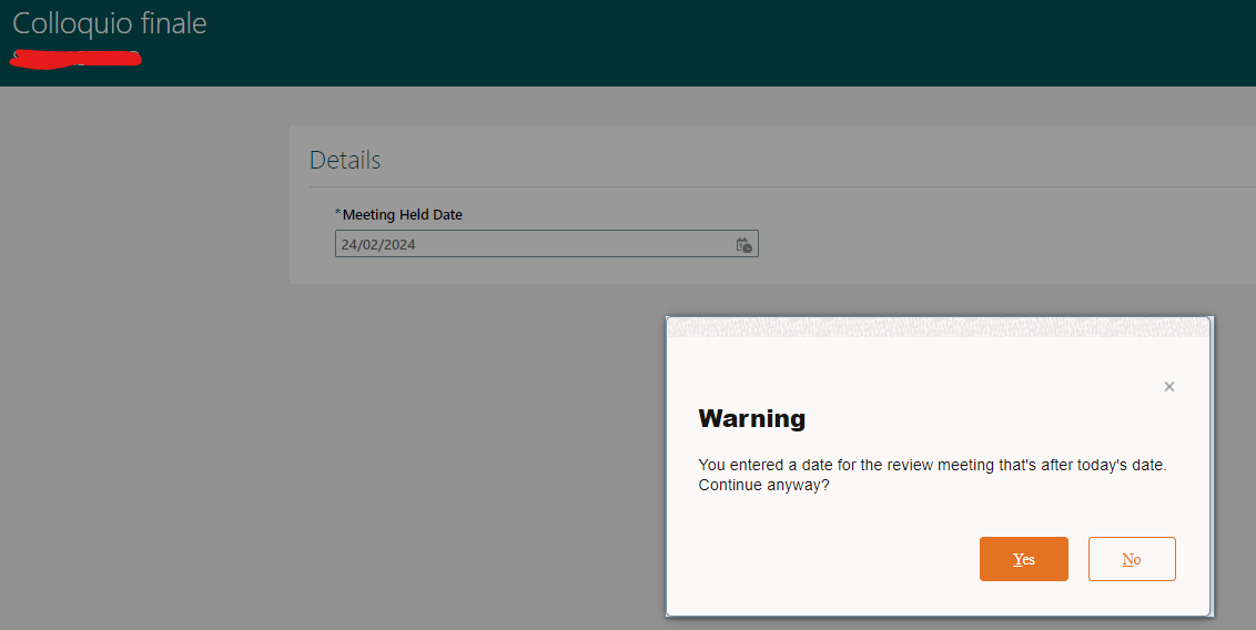 How to remove Warning from "Confirm Review Meeting Held" Task on ...