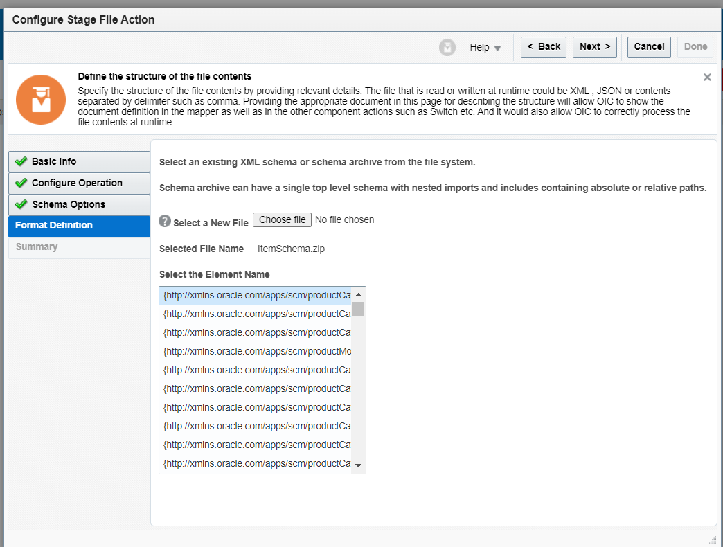 OIC GEN3 -Stage file activity is generating an error while trying to read multiple name space ...