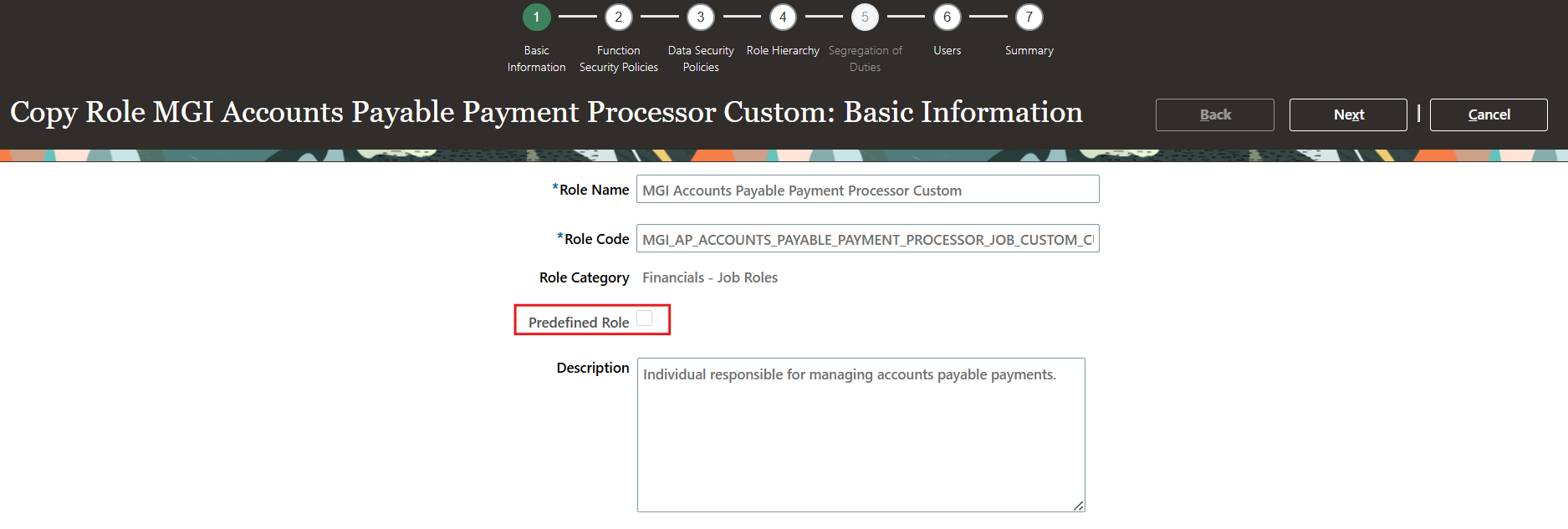 In Oracle Fusion How To Enable The Predefined Role Under Copy Role Of The Priviledge — Cloud