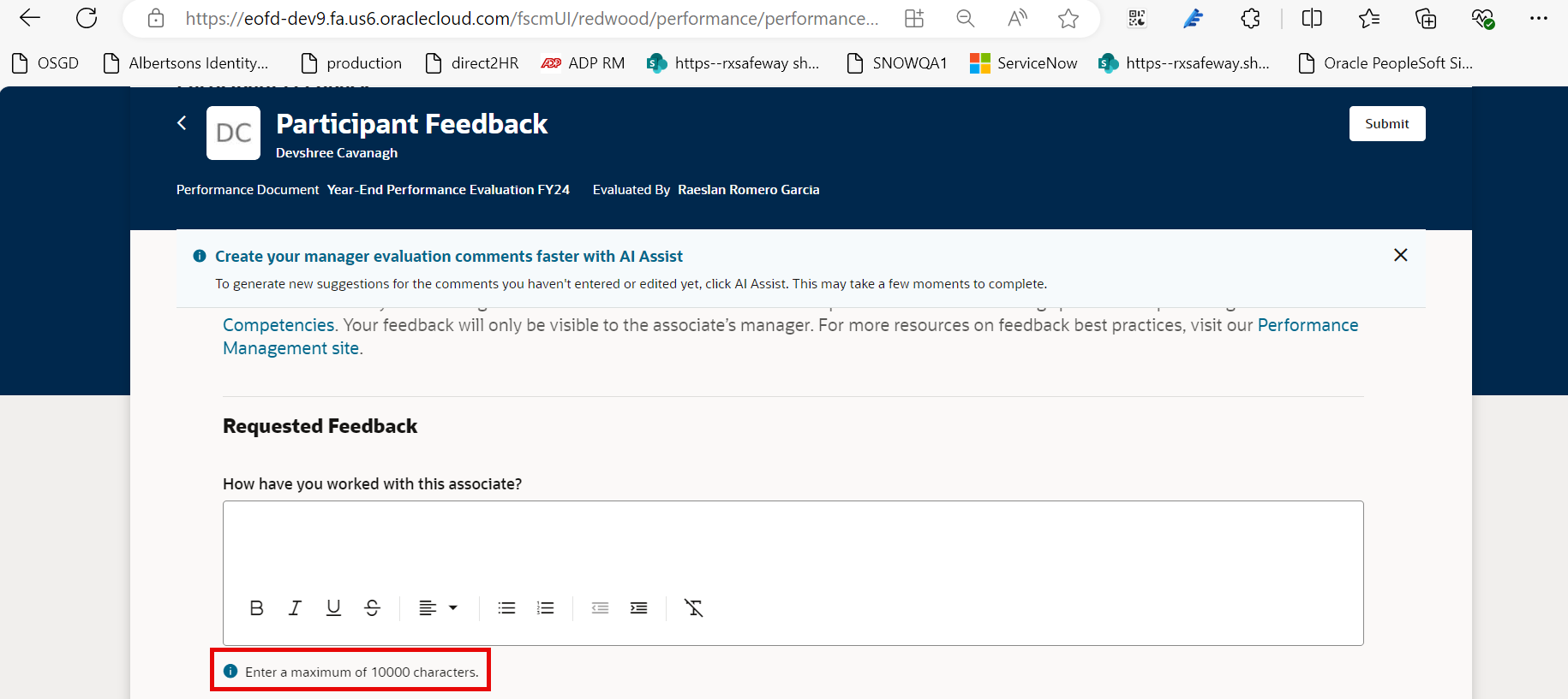 How To Hide Character Limit Info On Participant Feedback Questionnaire — Cloud Customer Connect