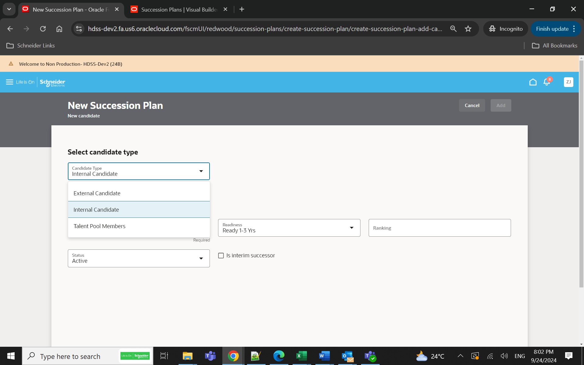 How To Hide External Candidate Option From Candidate Type Of Redwood Succession Page — Cloud