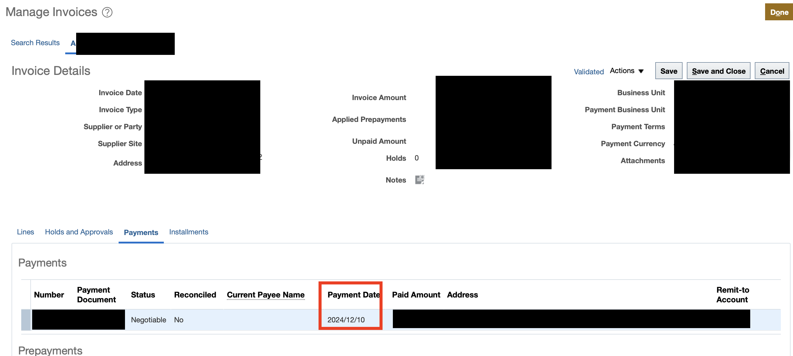 How to fetch the payment date field under the payment tab (query ...
