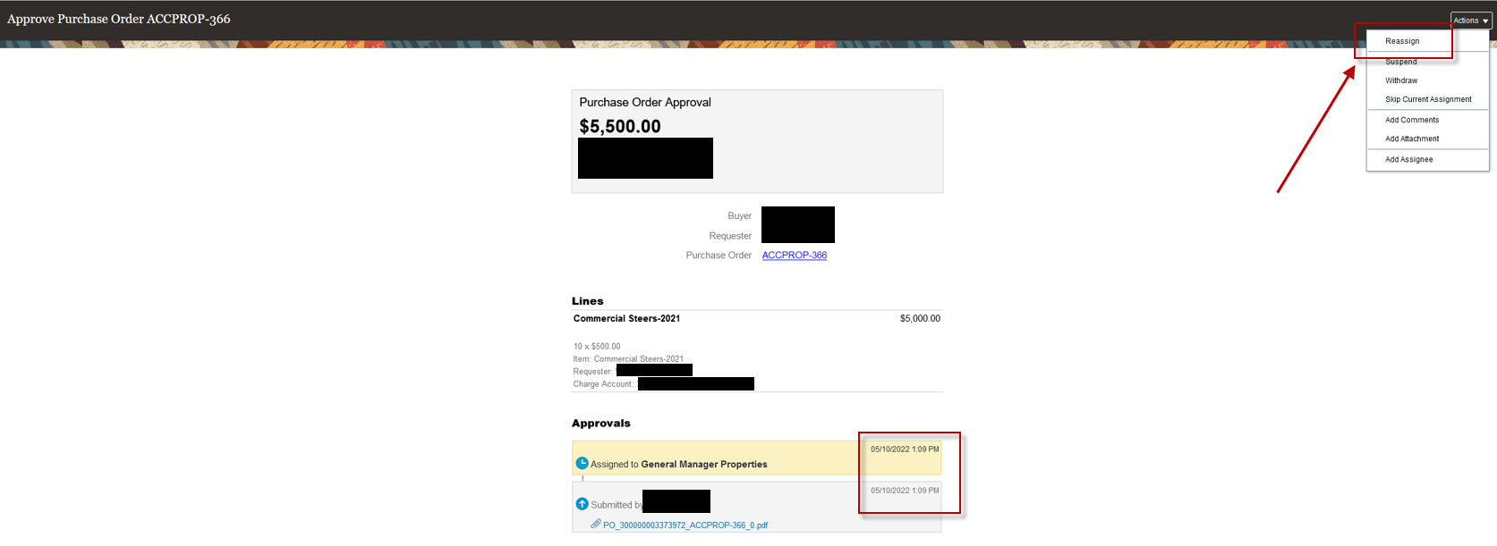 Bpm Worklist Reassign Not Available In Actions For Pos Using Position Hierarchy In 23b — Cloud