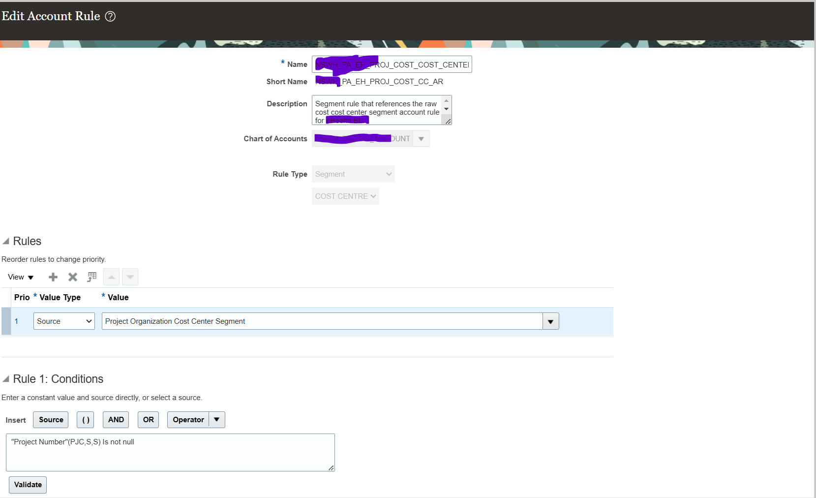 Issue with Project Account Rule used in creating Payables Account Rule ...