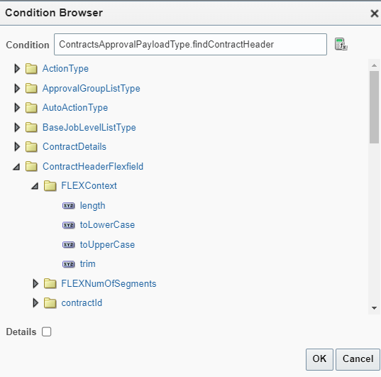 Use Header flexfields and custom fields in Contract Approval rules — Cloud Customer Connect