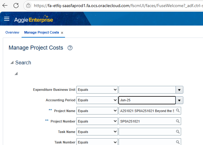 Oracle PPM - How to advance search PPM Project Costs using Accounting ...
