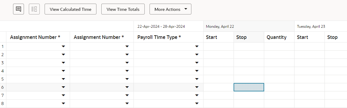Assignment Showing Twice Redwood Timecard — Cloud Customer Connect