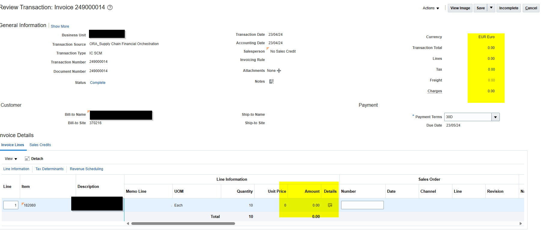 Import Accts Receivable Transactions Using AutoInvoice generates amount ...