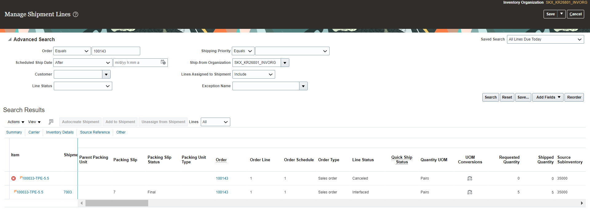 When trying to cancel SO line with Backorder status, Shipment Line shows error — Cloud Customer ...