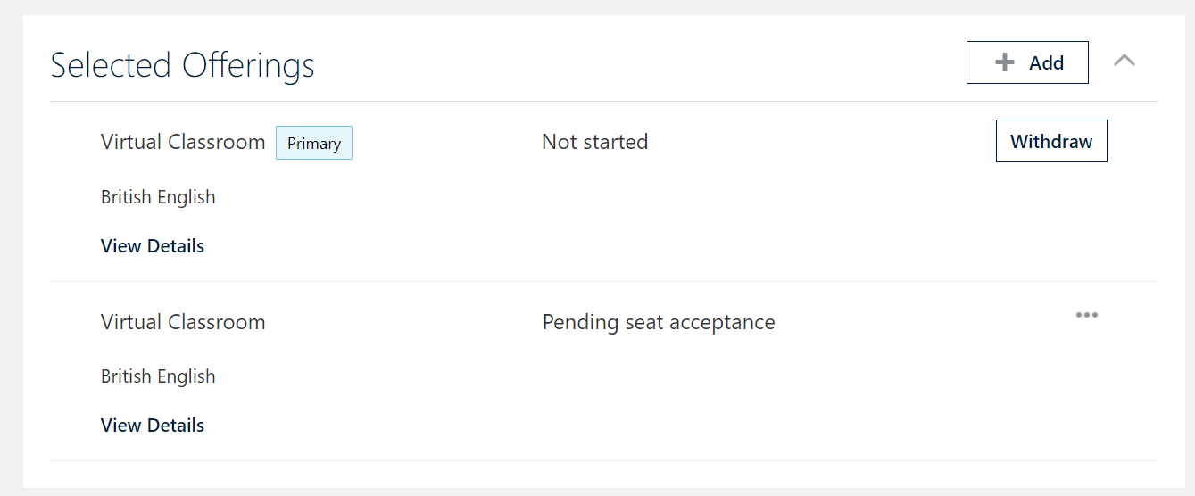 Pending Seat Acceptance for learners who only have one assignment — Cloud Customer Connect