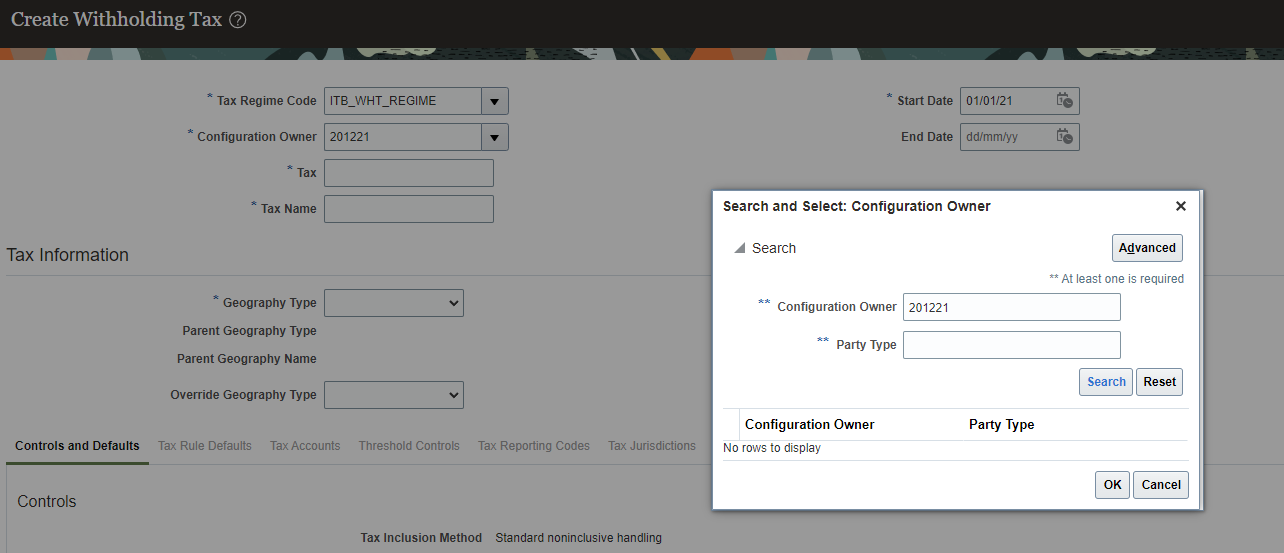 Business Unit not showing on Configuration Owner LOV under Manage Taxes — Cloud Customer Connect