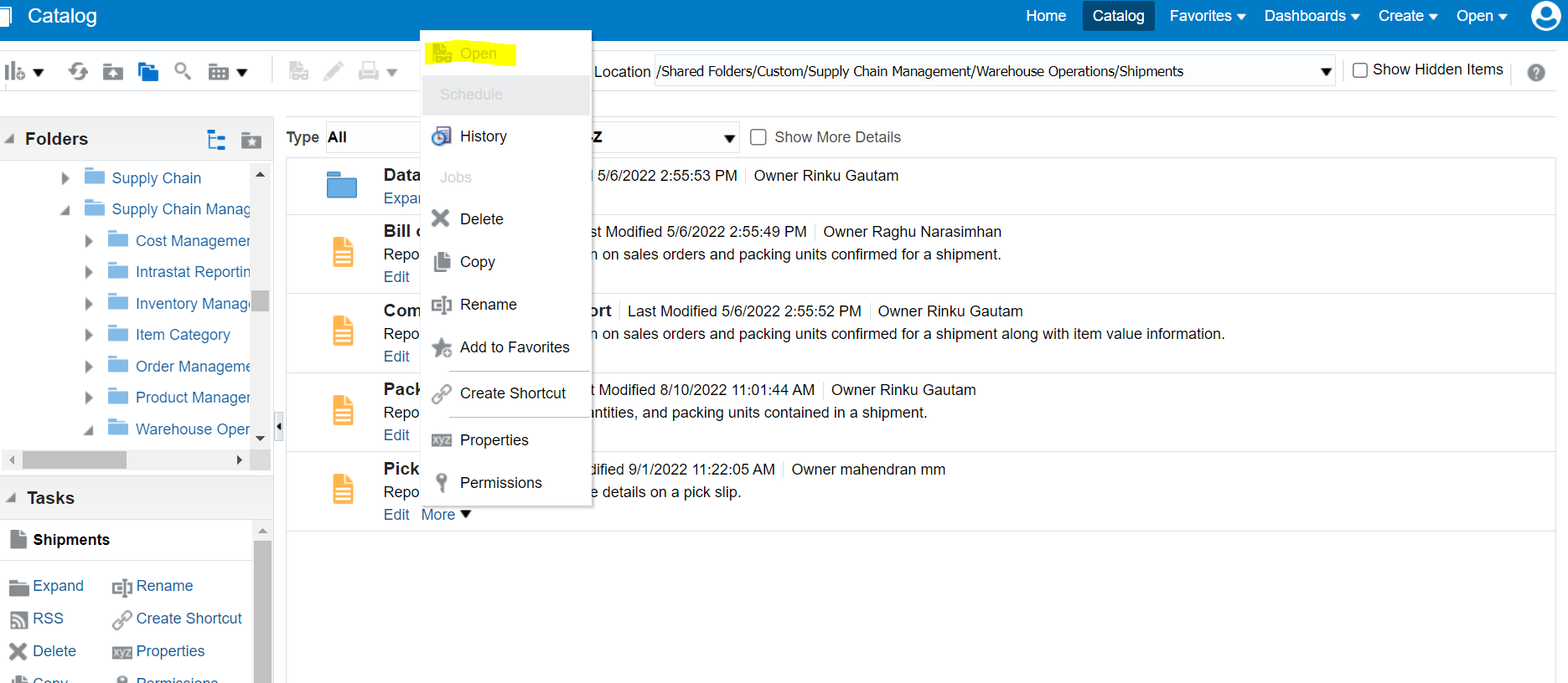 Enable Open Option for Pick slip report in Reports and Analytics ...