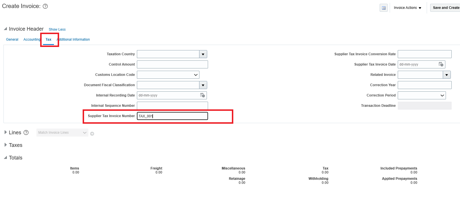 Sla Source For Supplier Tax Invoice Number — Cloud Customer Connect