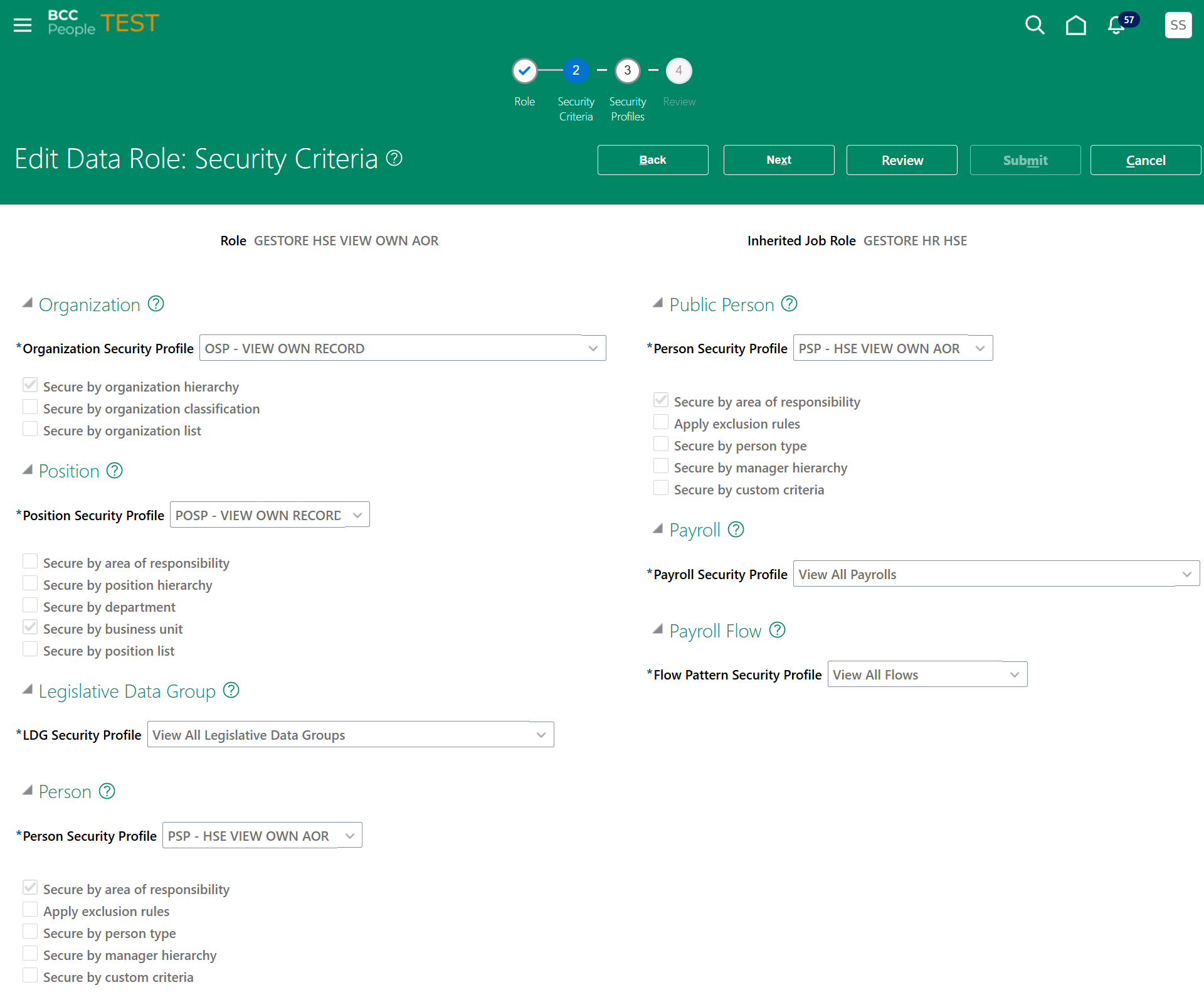 How can we see the Document Type Security Profile in a data role for a ...