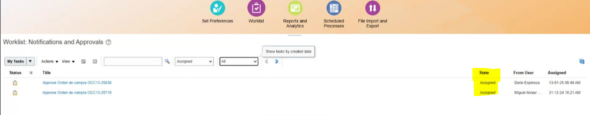 Worklist Notification Still Showing Assigned After Approved — Cloud Customer Connect