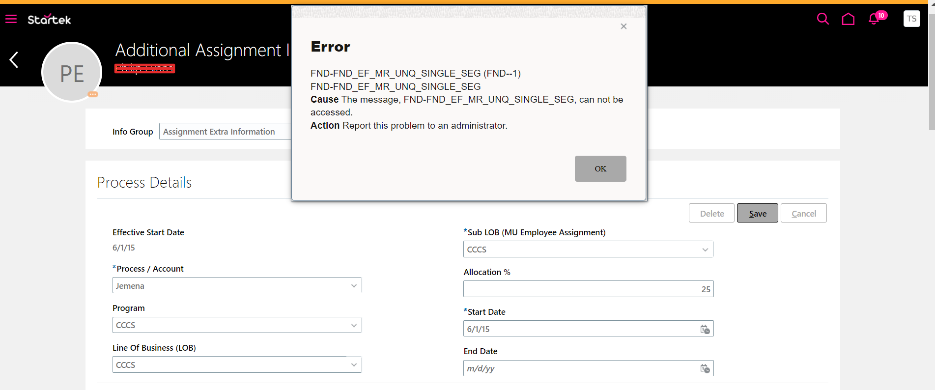 Error: Additional Assignment Info Error while adding Dependent Fields — Cloud Customer Connect