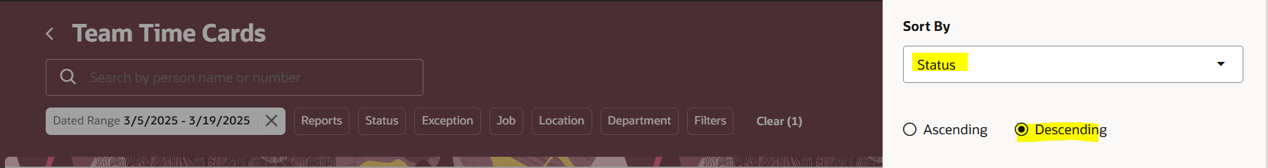 How To Default Sort Time Card By Order Descending In Redwood Team Time Card — Cloud Customer Connect