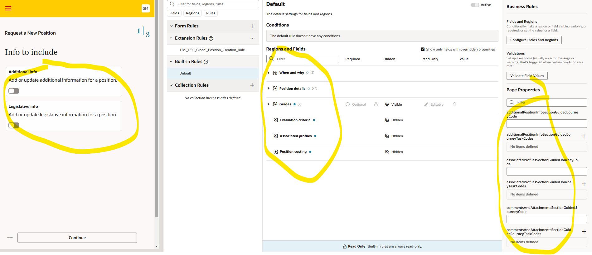 Request a New Position - 2 sections shown in Info to Include are not ...