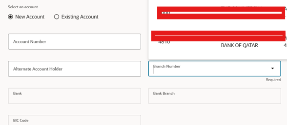 Bank and branch name on Payment method - limited values in branch ...