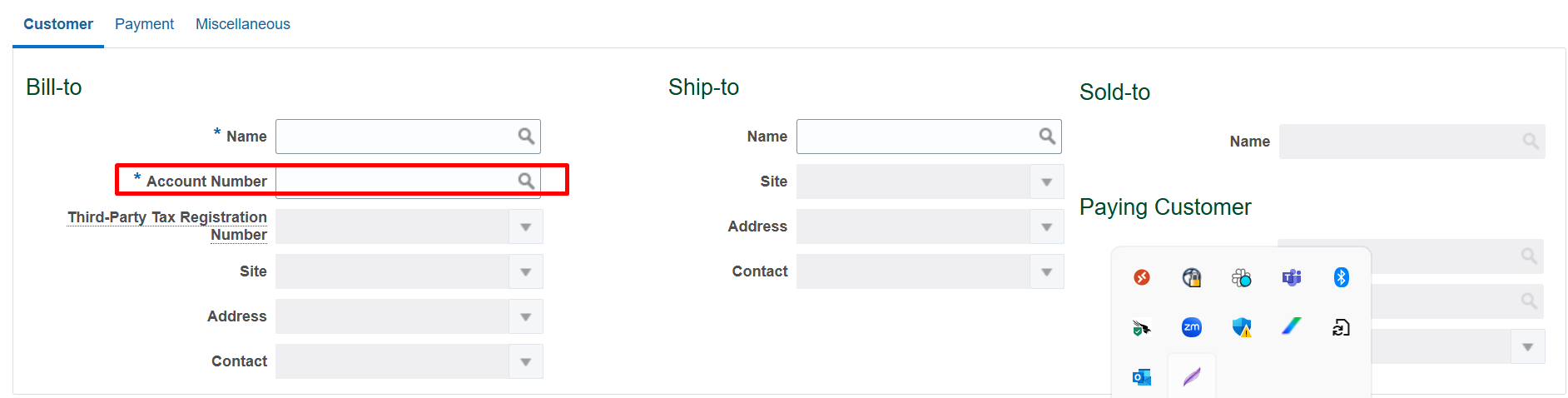 How To Add Bill To Customer Account Number Field To The Main Screen Billing ‘edit Transaction