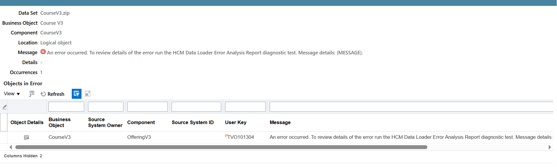 While loading the self paced activity I am getting the error Too many objects matches primary ...