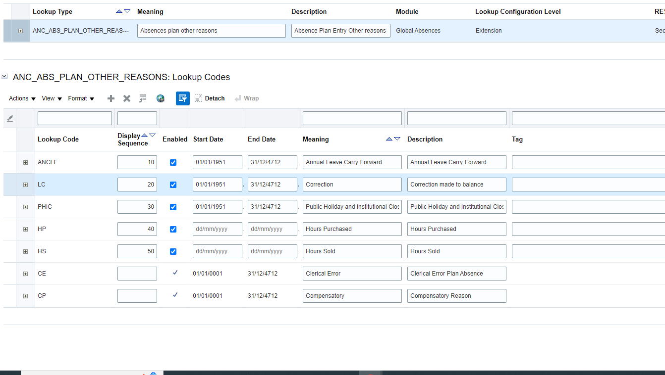 Absence Plan Adjustment reasons custom reason not showing LOV adjust balance — Cloud Customer ...