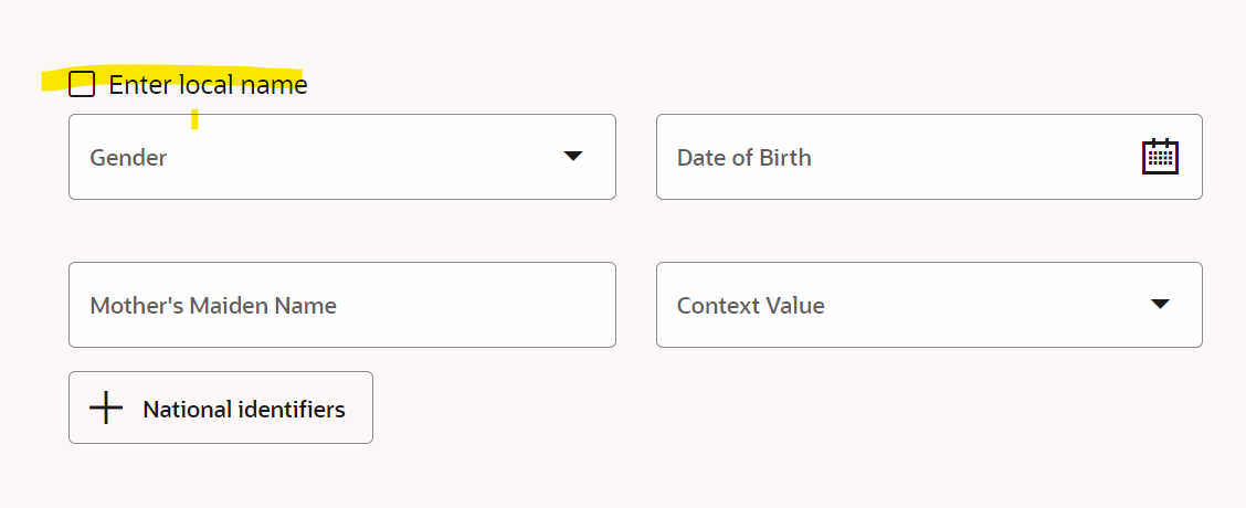 How to hide the Enter Local Name checkbox in Personal Details Redwood ...