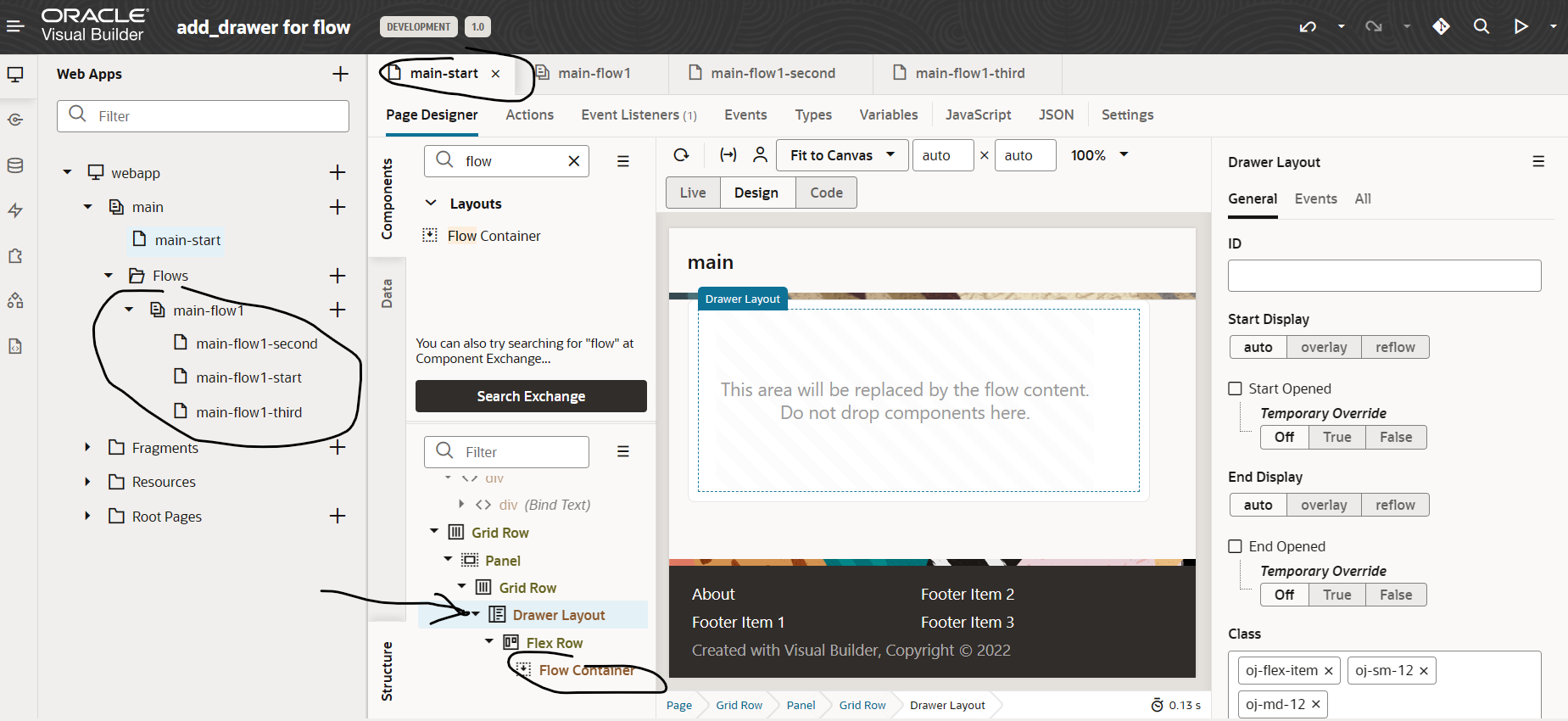 Drawer layout to navigate to flow pages, drawer layout did not add ...