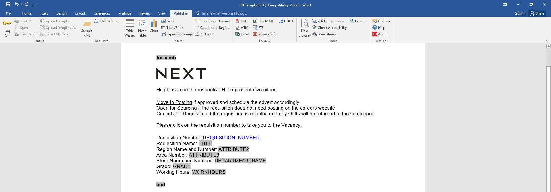 Issue On Rtf Template Formatting A Token Goes Onto A Different Line — Cloud Customer Connect