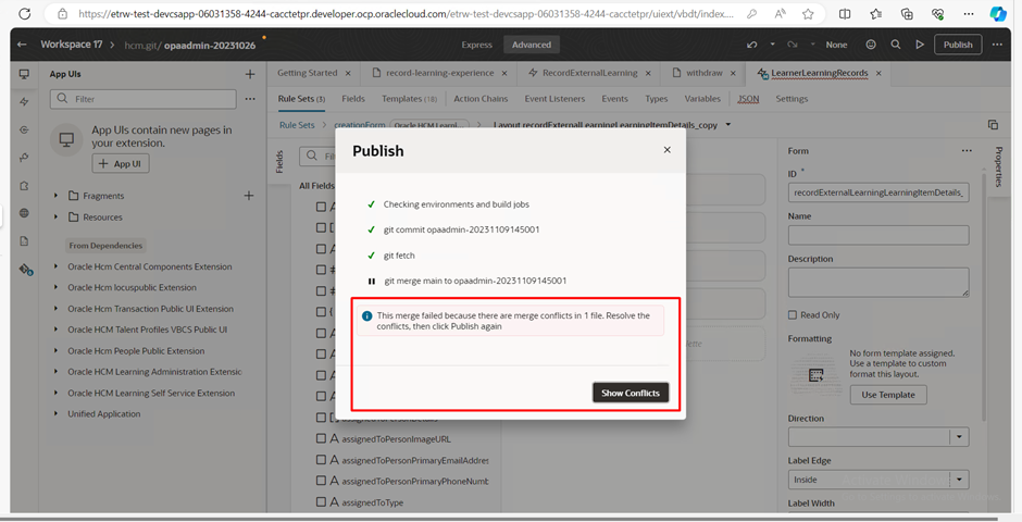 Unable To Remove Seeded Fields From Record External Learning Page Of Redwood Learning Page Using