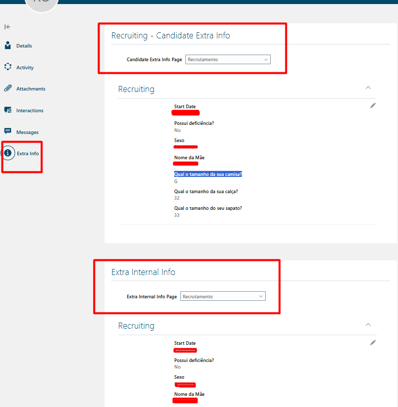 what is the difference between: "Extra Internal Info Page" AND ...