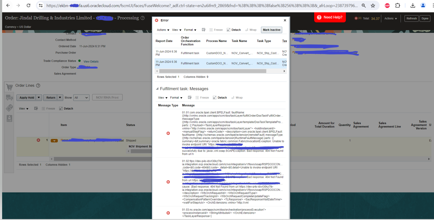 I receive integration error messages right after ship confirming an order. — Cloud Customer Connect