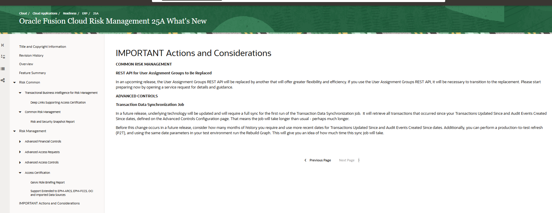 25A Important actions and Considerations-Advance Controls-Transaction Data Synchronization Job ...