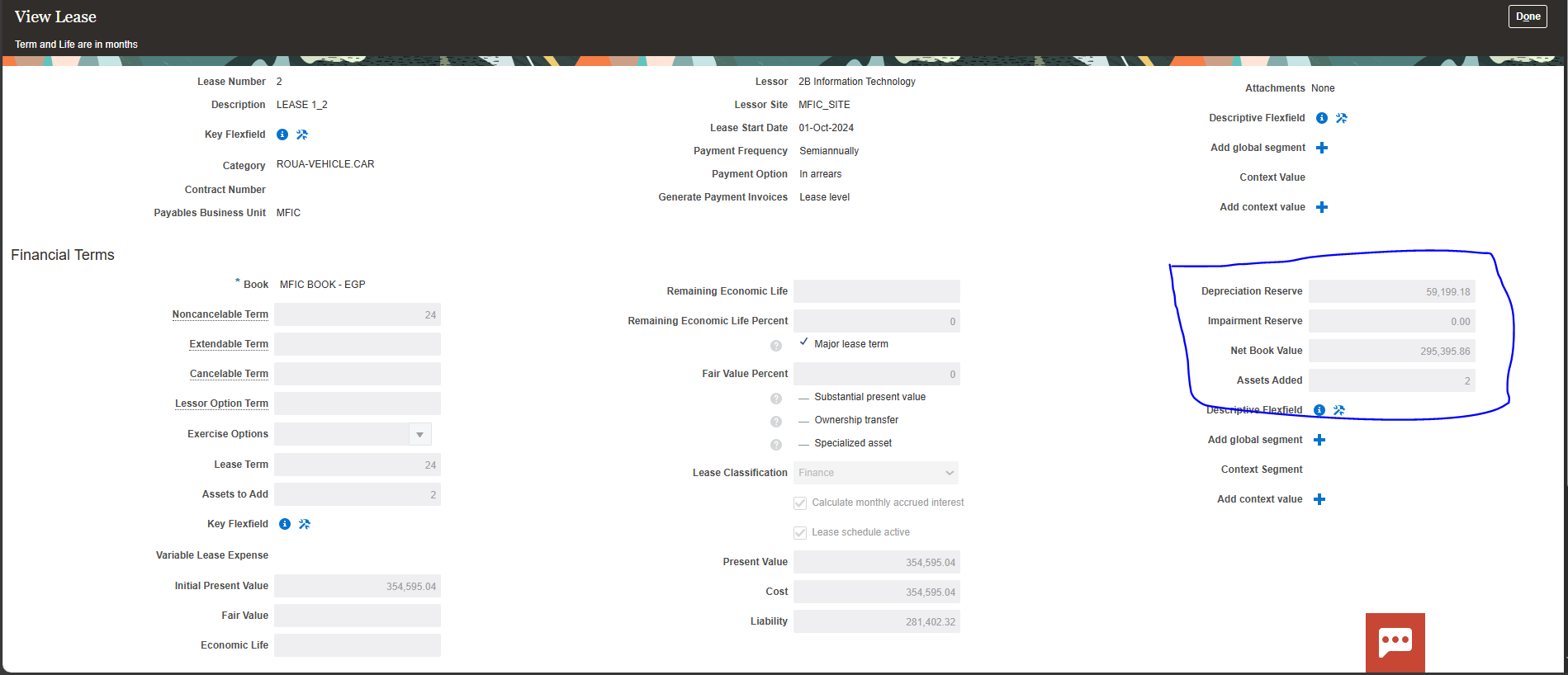 Query to get Depreciation Reserve, Impairment Reserve and Net Book Value for lease — Cloud ...
