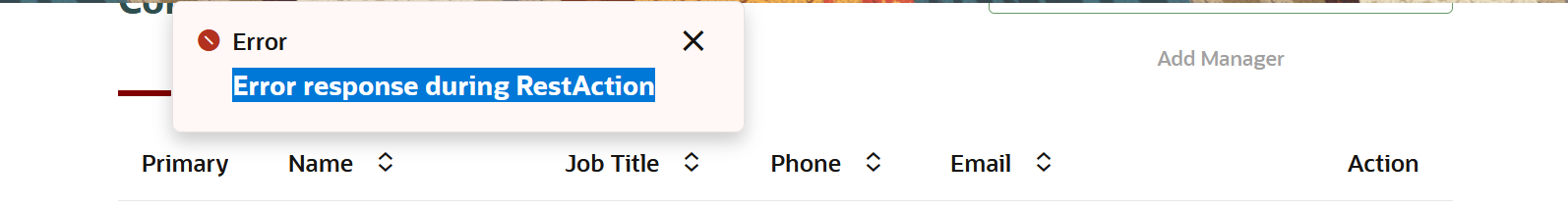 Getting Error response during RestAction on Adding Manager on a service ...